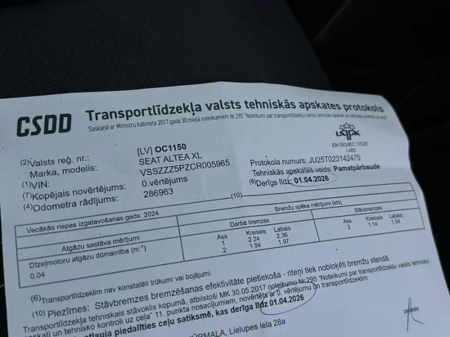 Black SEAT Altea 2010 in Jurmala, with an engine capacity of 1.60 L and mileage of 284 thousand km for 4390 €, photo 31 on AUTOMOTO.COM.LV