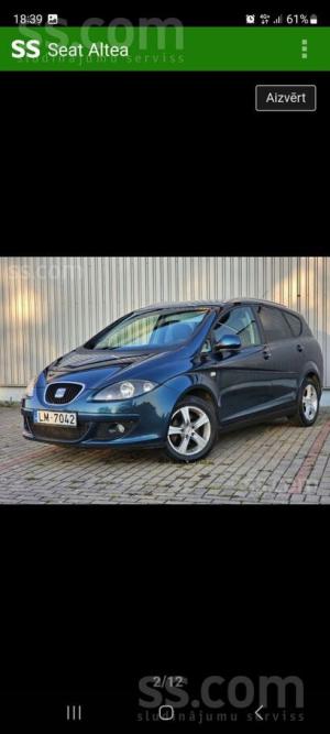 Zaļš SEAT Altea 2007 Rīga, ar dzinēja tilpumu 1.60 L un nobraukumu 0 tūkst. km par 2100 €, foto 2 vietnē AUTOMOTO.COM.LV