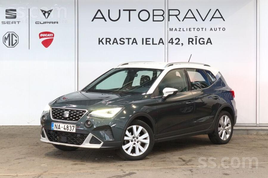 Green SEAT Arona 2021 in Riga, with an engine capacity of 1.00 L and mileage of 90 thousand km for 14490 €, photo 1 on AUTOMOTO.COM.LV