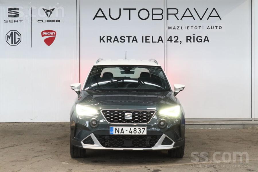 Green SEAT Arona 2021 in Riga, with an engine capacity of 1.00 L and mileage of 90 thousand km for 14490 €, photo 3 on AUTOMOTO.COM.LV