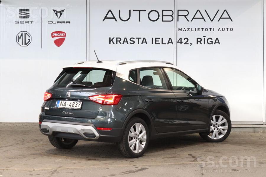 Green SEAT Arona 2021 in Riga, with an engine capacity of 1.00 L and mileage of 90 thousand km for 14490 €, photo 7 on AUTOMOTO.COM.LV