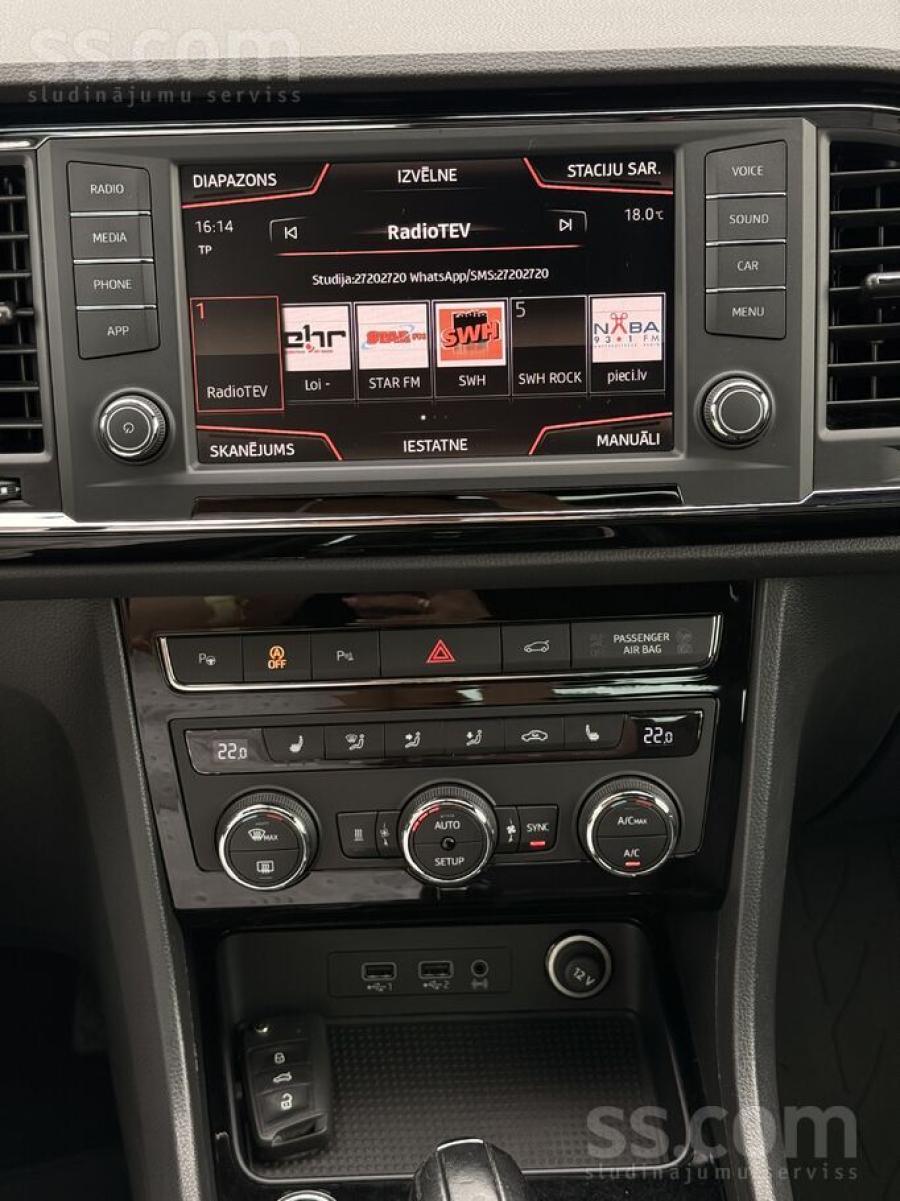 Black SEAT Ateca 2017 in Riga, with an engine capacity of 2.00 L and mileage of 163 thousand km for 15500 €, photo 14 on AUTOMOTO.COM.LV