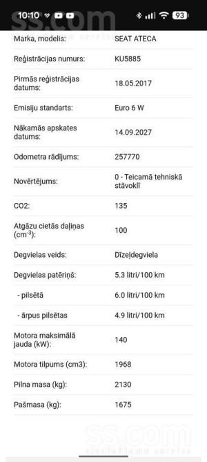Черный Сеат Ateca 2017 в Рига, объемом двигателя 2.00 л и пробегом 250 тыс. км за 14300 €, фото 29 на AUTOMOTO.COM.LV