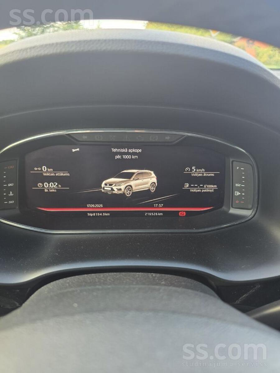 Black SEAT Ateca 2018 in Jelgava, with an engine capacity of 1.60 L and mileage of 217 thousand km for 13500 €, photo 12 on AUTOMOTO.COM.LV