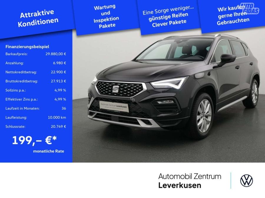 Melns SEAT Ateca 2024 Kauņa, ar dzinēja tilpumu 1.50 L un nobraukumu 12 tūkst. km par 32576 €, foto 1 vietnē AUTOMOTO.COM.LV