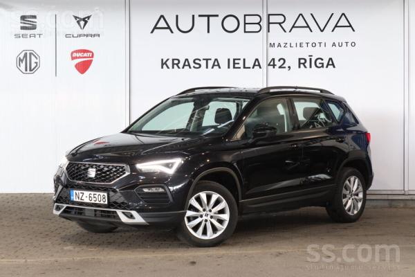 Black SEAT Ateca 2024 in Riga, with an engine capacity of 1.50 L and mileage of 34 thousand km for 24490 €, photo 1 on AUTOMOTO.COM.LV
