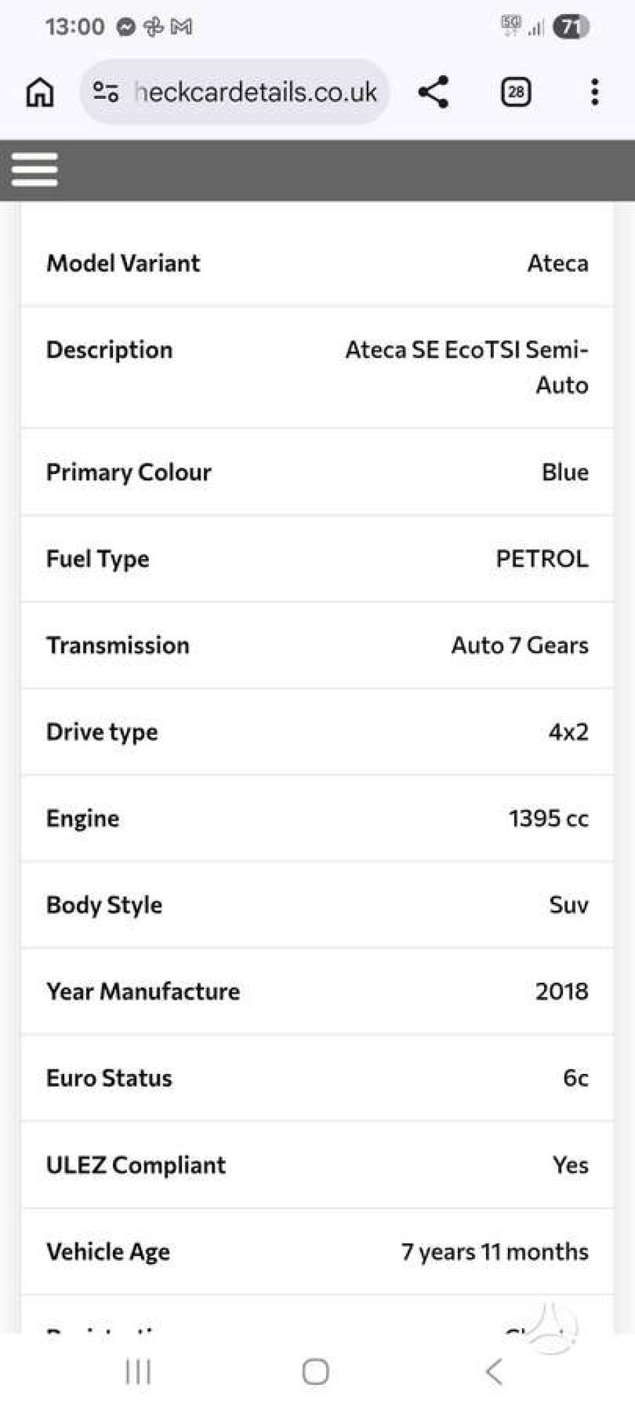 Zils SEAT Ateca 2018 Jonava, ar dzinēja tilpumu 1.40 L un nobraukumu 107 tūkst. km par 2899 €, foto 12 vietnē AUTOMOTO.COM.LV