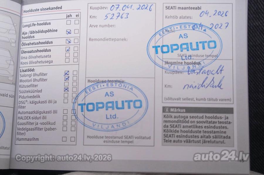 Zils SEAT Ateca 2022 Tallina, ar dzinēja tilpumu 1.50 L un nobraukumu 58 tūkst. km par 19990 €, foto 18 vietnē AUTOMOTO.COM.LV
