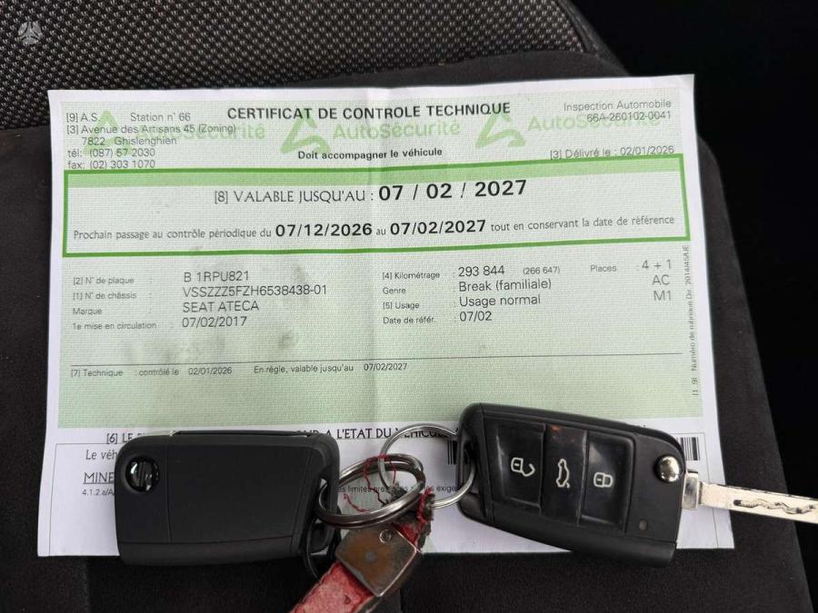 Brown SEAT Ateca 2017 in Raseiniai, with an engine capacity of 1.60 L and mileage of 303 thousand km for 9300 €, photo 18 on AUTOMOTO.COM.LV