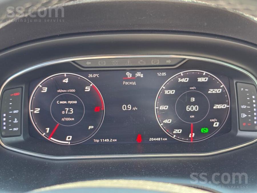 Grey SEAT Ateca 2019 in Riga, with an engine capacity of 1.60 L and mileage of 205 thousand km for 12700 €, photo 7 on AUTOMOTO.COM.LV