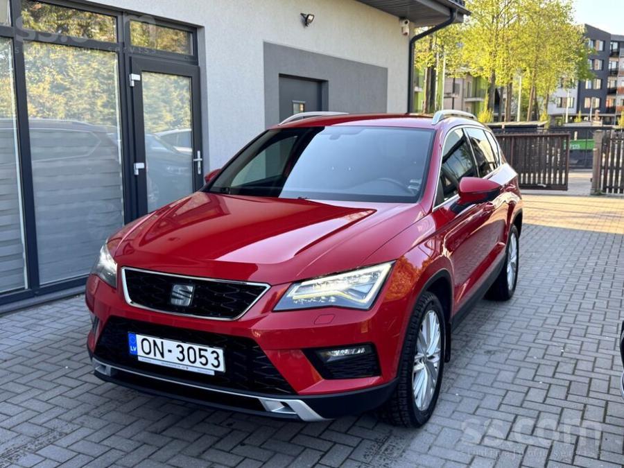 Red SEAT Ateca 2018 in Riga, with an engine capacity of 1.40 L and mileage of 202 thousand km for 13800 €, photo 1 on AUTOMOTO.COM.LV