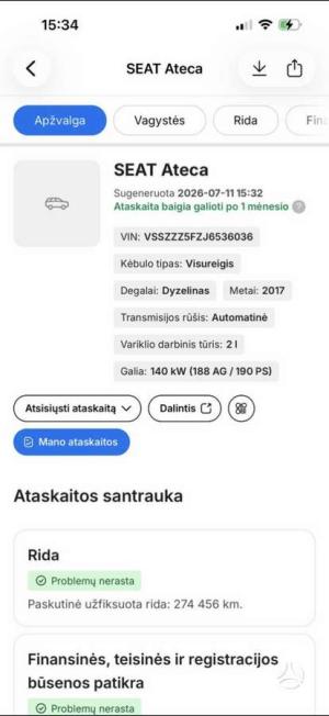 Белый Сеат Ateca 2017 в Таураге, объемом двигателя 1.97 л и пробегом 280 тыс. км за 10800 €, фото 32 на AUTOMOTO.COM.LV