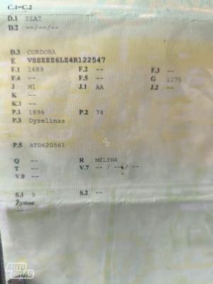 Синий Сеат Кордоба 2004 в Каунас, объемом двигателя 1.90 л и пробегом 320 тыс. км за 500 €, фото 18 на AUTOMOTO.COM.LV
