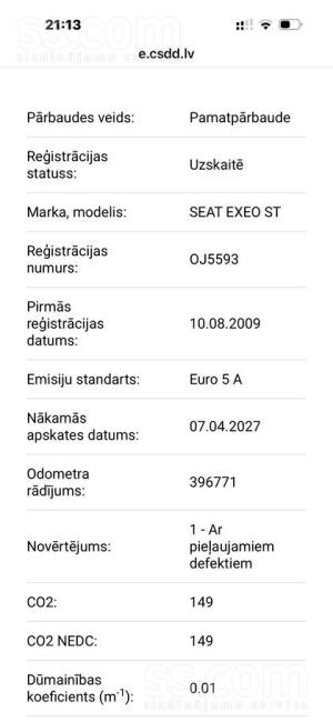 SEAT Exeo 2009 in Aizkraukle, with an engine capacity of 2.00 L and mileage of 380 thousand km for 2670 €, photo 14 on AUTOMOTO.COM.LV