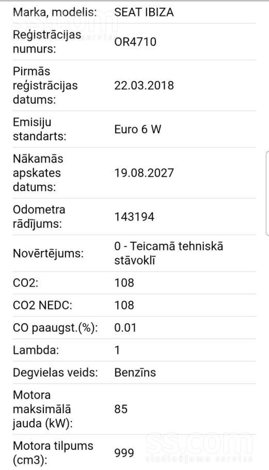 Black SEAT Ibiza 2018 in Riga, with an engine capacity of 1.00 L and mileage of 0 thousand km for 8890 €, photo 33 on AUTOMOTO.COM.LV