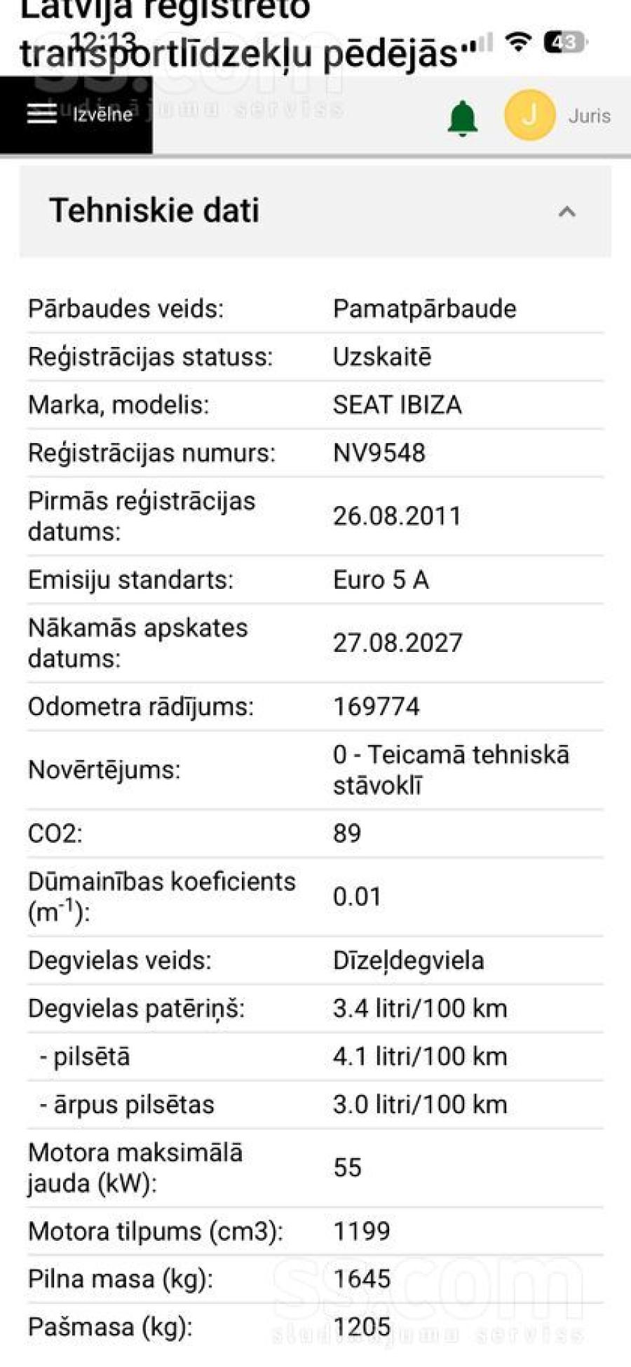 Pelēks SEAT Ibiza 2011 Limbaži, ar dzinēja tilpumu 1.20 L un nobraukumu 170 tūkst. km par 6000 €, foto 10 vietnē AUTOMOTO.COM.LV