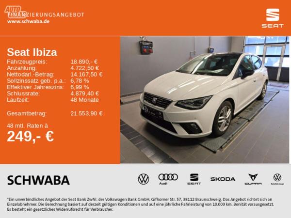 White SEAT Ibiza 2021 in Kaunas, with an engine capacity of 1.50 L and mileage of 35 thousand km for 21583 €, photo 1 on AUTOMOTO.COM.LV