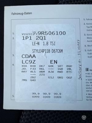 Черный Сеат Леон 2009 в Каунас, объемом двигателя 1.80 л и пробегом 175 тыс. км за 3690 €, фото 26 на AUTOMOTO.COM.LV