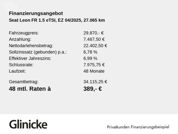 Черный Сеат Леон 2025 в Каунас, объемом двигателя 1.50 л и пробегом 27 тыс. км за 33083 €, фото 2 на AUTOMOTO.COM.LV