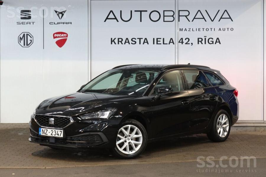 Black SEAT Leon 2024 in Riga, with an engine capacity of 1.50 L and mileage of 45 thousand km for 22790 €, photo 1 on AUTOMOTO.COM.LV