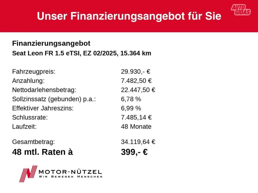 Черный Сеат Леон 2025 в Каунас, объемом двигателя 1.50 л и пробегом 15 тыс. км за 33145 €, фото 6 на AUTOMOTO.COM.LV