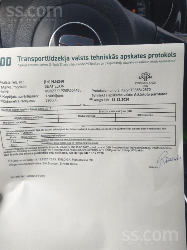 Grey SEAT Leon 2005 in Kuldiga, with an engine capacity of 2.00 L and mileage of 401 thousand km for 750 €, photo 10 on AUTOMOTO.COM.LV