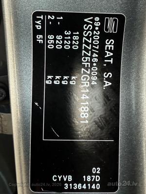 Pelēks SEAT Leon 2016 Tartu, ar dzinēja tilpumu 1.20 L un nobraukumu 215 tūkst. km par 6799 €, foto 26 vietnē AUTOMOTO.COM.LV