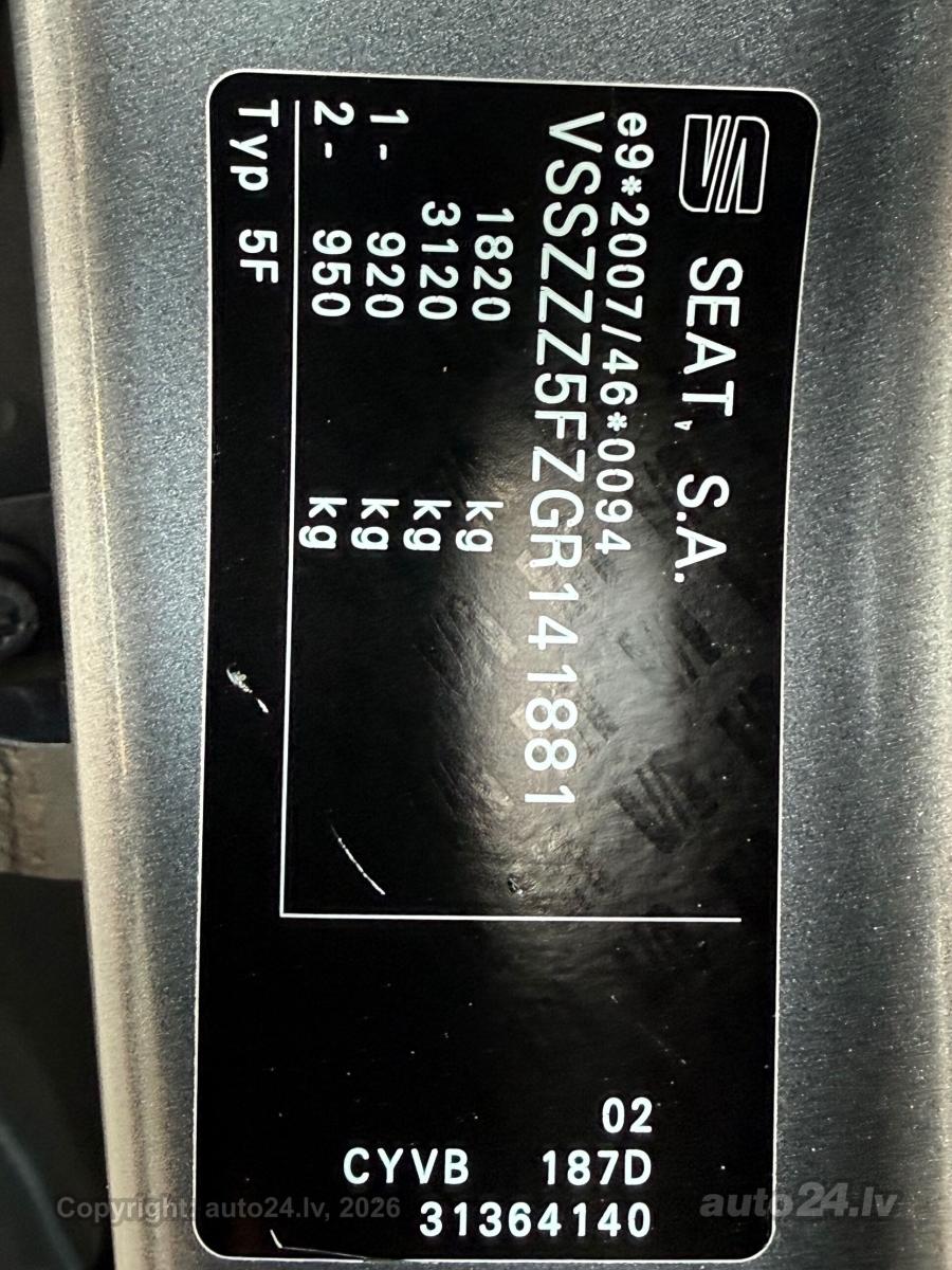Pelēks SEAT Leon 2016 Tartu, ar dzinēja tilpumu 1.20 L un nobraukumu 215 tūkst. km par 6799 €, foto 26 vietnē AUTOMOTO.COM.LV