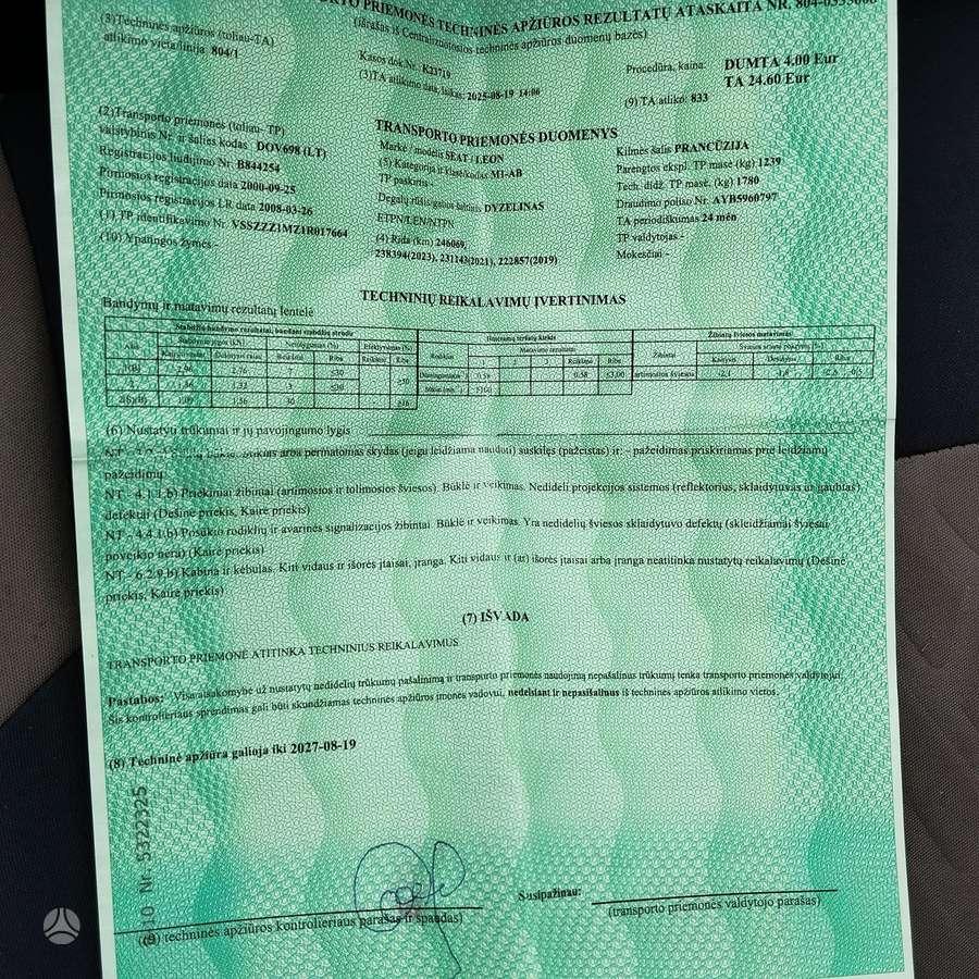 Фиолетовый Сеат Леон 2000 в Паневежис, объемом двигателя 1.90 л и пробегом 249 тыс. км за 920 €, фото 9 на AUTOMOTO.COM.LV