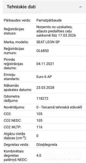 White SEAT Leon 2021 in Riga, with an engine capacity of 2.00 L and mileage of 118 thousand km for 13900 €, photo 34 on AUTOMOTO.COM.LV