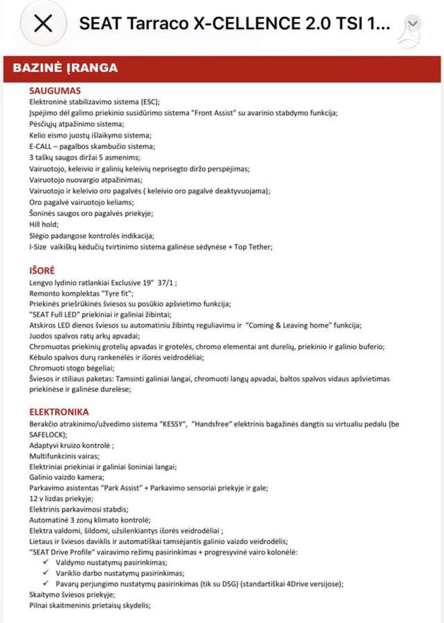 Серый Сеат Tarraco 2019 в Вильнюс, объемом двигателя 1.98 л и пробегом 99 тыс. км за 23800 €, фото 46 на AUTOMOTO.COM.LV