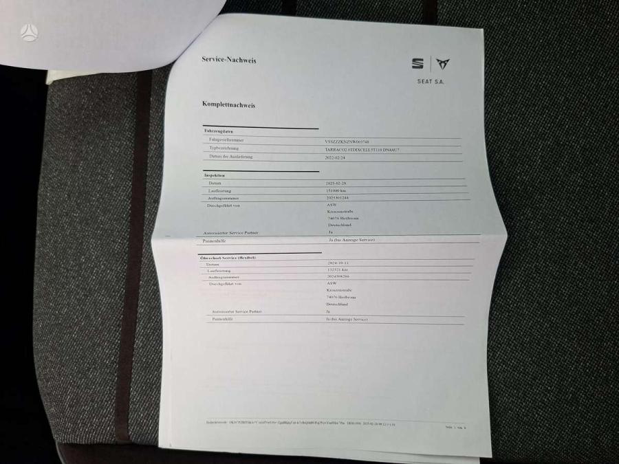 Grey SEAT Tarraco 2022 in Vilnius, with an engine capacity of 1.97 L and mileage of 203 thousand km for 21000 €, photo 32 on AUTOMOTO.COM.LV