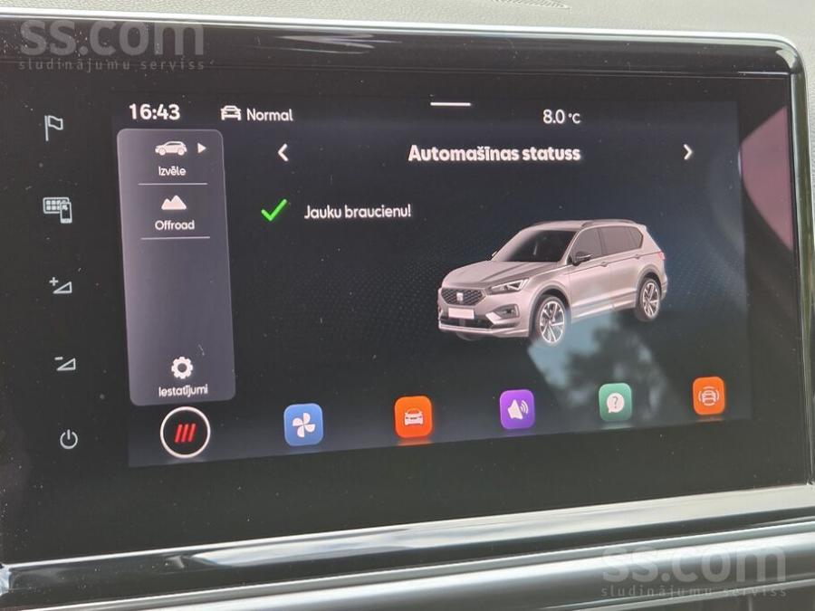 White SEAT Tarraco 2021 in Riga, with an engine capacity of 2.00 L and mileage of 76 thousand km for 28700 €, photo 15 on AUTOMOTO.COM.LV