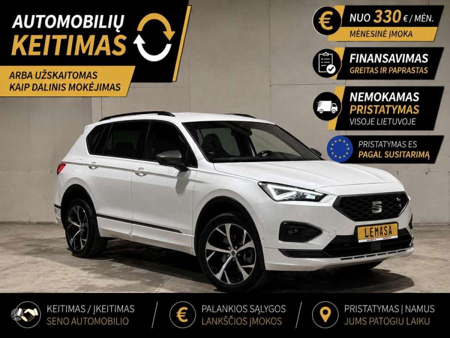White SEAT Tarraco 2023 in Klaipeda, with an engine capacity of 1.97 L and mileage of 186 thousand km for 23500 €, photo 1 on AUTOMOTO.COM.LV