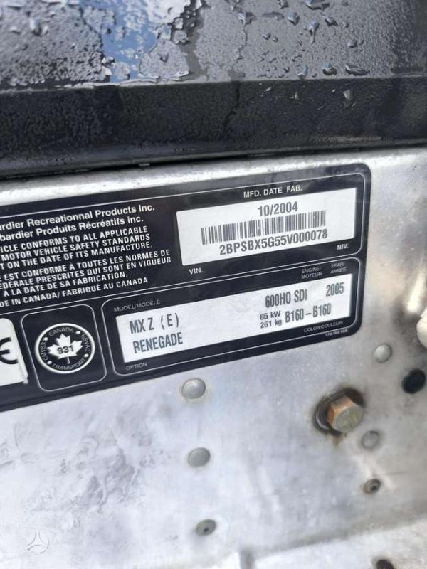 Ski Doo MXZ 2005 Šilutė, ar dzinēja tilpumu 0.60 L un nobraukumu 8 tūkst. km par 2100 €, foto 7 vietnē AUTOMOTO.COM.LV