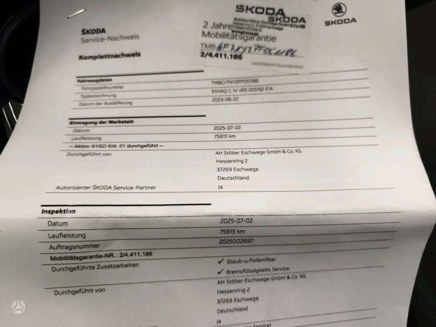 Черный Шкода Enyaq 2023 в Вильнюс, объемом двигателя 0.00 л и пробегом 101 тыс. км за 33900 €, фото 16 на AUTOMOTO.COM.LV