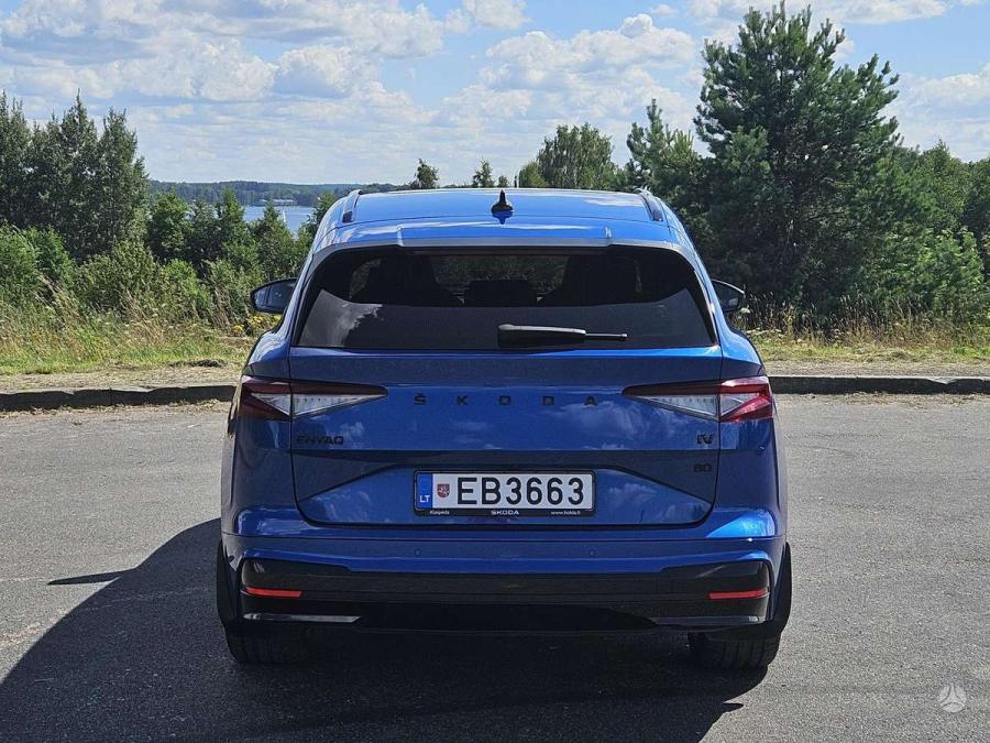 Blue Skoda Enyaq 2023 in Trakai, with an engine capacity of 0.00 L and mileage of 63 thousand km for 29900 €, photo 10 on AUTOMOTO.COM.LV