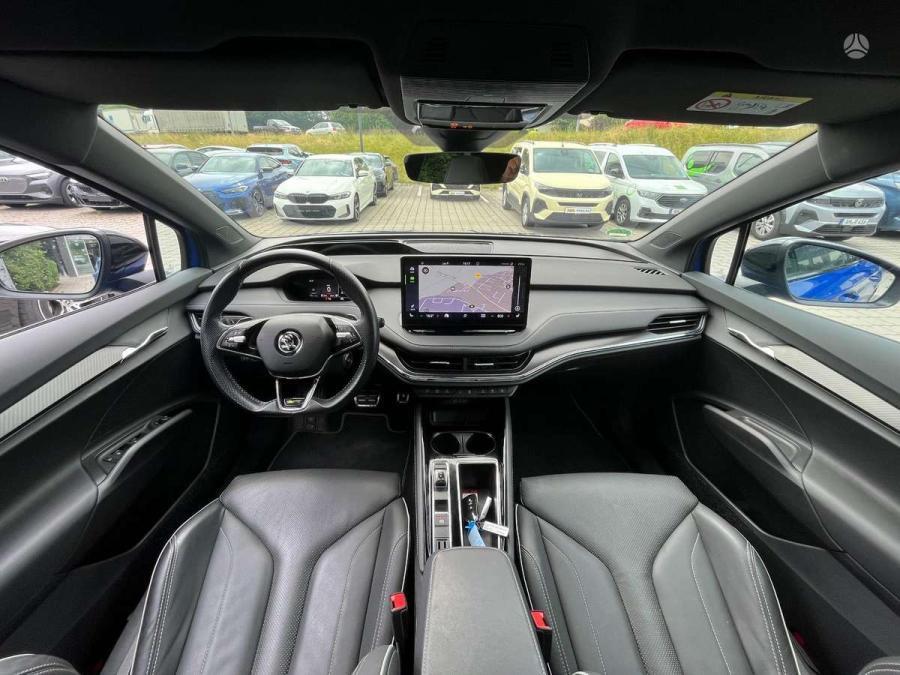 Blue Skoda Enyaq 2023 in Vilnius, with an engine capacity of 0.00 L and mileage of 83 thousand km for 36999 €, photo 34 on AUTOMOTO.COM.LV