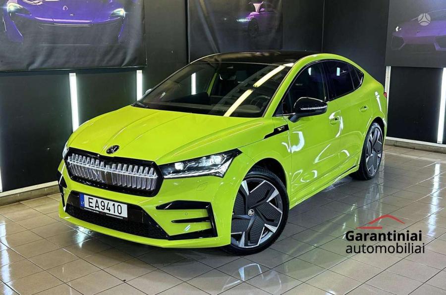 Green Skoda Enyaq 2022 in Vilnius, with an engine capacity of 0.00 L and mileage of 12 thousand km for 39750 €, photo 1 on AUTOMOTO.COM.LV