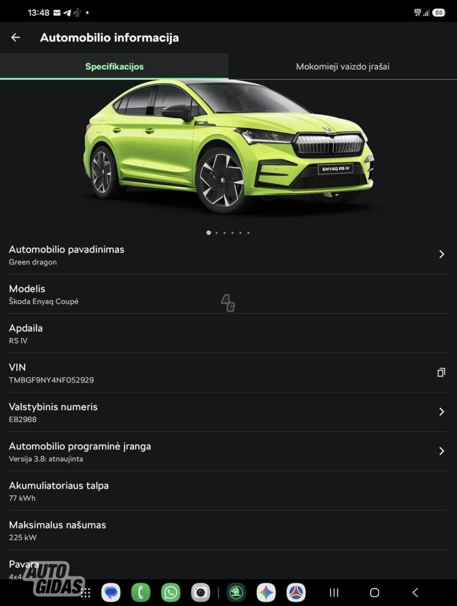 Zaļš Skoda Enyaq 2023 Šauļi, ar dzinēja tilpumu 0.00 L un nobraukumu 110 tūkst. km par 33500 €, foto 18 vietnē AUTOMOTO.COM.LV