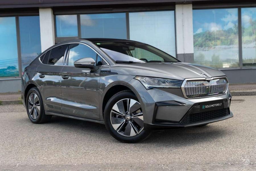 Grey Skoda Enyaq 2024 in Vilnius, with an engine capacity of 0.00 L and mileage of 34 thousand km for 38500 €, photo 1 on AUTOMOTO.COM.LV