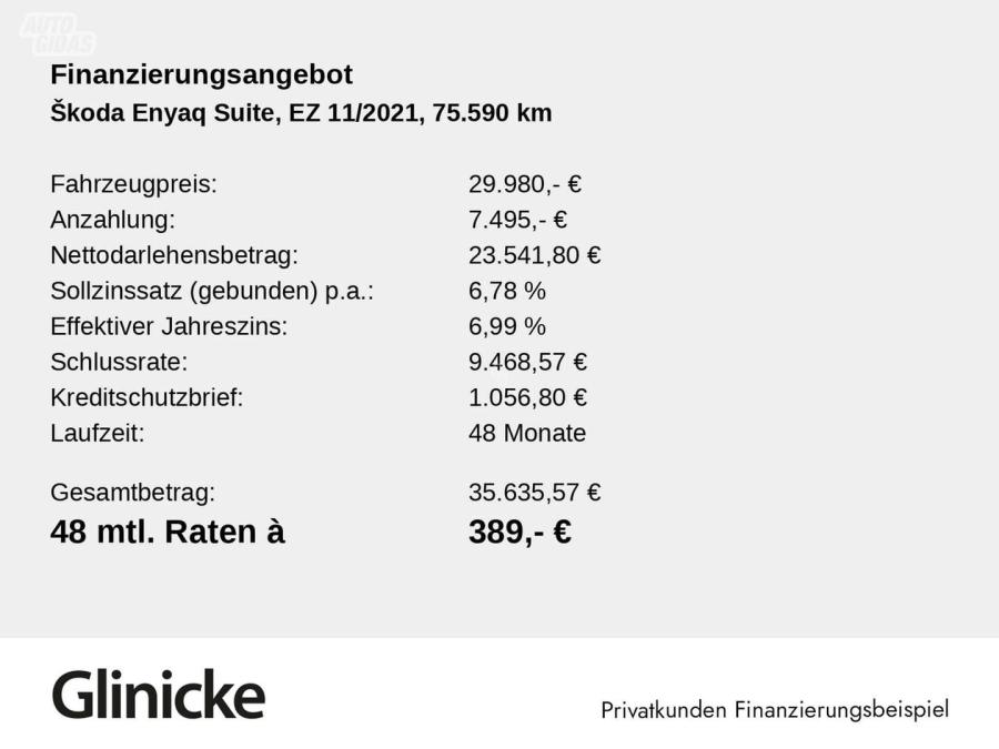 Черный Шкода Enyaq iV 2021 в Каунас, объемом двигателя 0.00 л и пробегом 76 тыс. км за 32679 €, фото 2 на AUTOMOTO.COM.LV