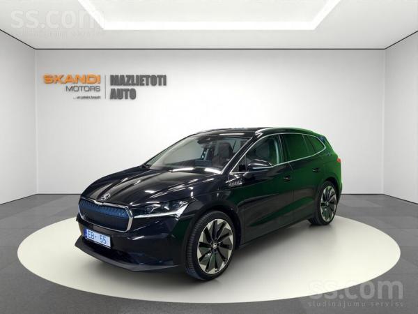 Black Skoda Enyaq iV 2021 in Riga, with an engine capacity of 0.00 L and mileage of 112 thousand km for 26990 €, photo 1 on AUTOMOTO.COM.LV