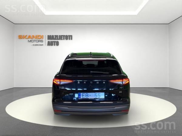 Black Skoda Enyaq iV 2021 in Riga, with an engine capacity of 0.00 L and mileage of 112 thousand km for 26990 €, photo 6 on AUTOMOTO.COM.LV