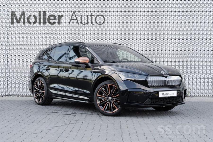 Black Skoda Enyaq iV 2022 in Riga, with an engine capacity of 0.00 L and mileage of 54 thousand km for 44400 €, photo 3 on AUTOMOTO.COM.LV