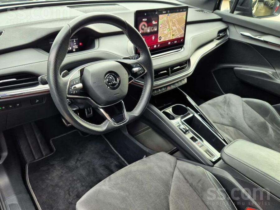 Black Skoda Enyaq iV 2023 in Riga, with an engine capacity of 0.00 L and mileage of 161 thousand km for 27590 €, photo 8 on AUTOMOTO.COM.LV