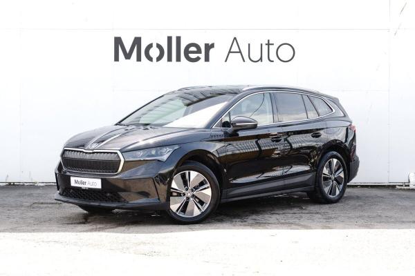 Black Skoda Enyaq iV 2023 in Riga, with an engine capacity of 0.00 L and mileage of 87 thousand km for 33950 €, photo 1 on AUTOMOTO.COM.LV