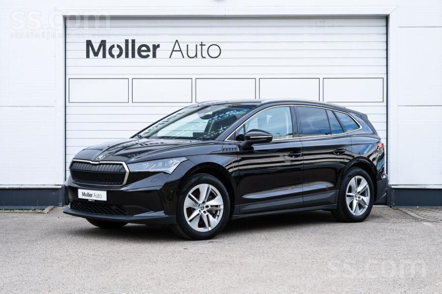 Black Skoda Enyaq iV 2023 in Riga, with an engine capacity of 0.00 L and mileage of 67 thousand km for 33950 €, photo 1 on AUTOMOTO.COM.LV