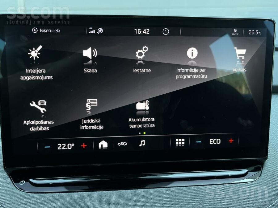 Black Skoda Enyaq iV 2021 in Riga, with an engine capacity of 0.00 L and mileage of 272 thousand km for 20990 €, photo 16 on AUTOMOTO.COM.LV