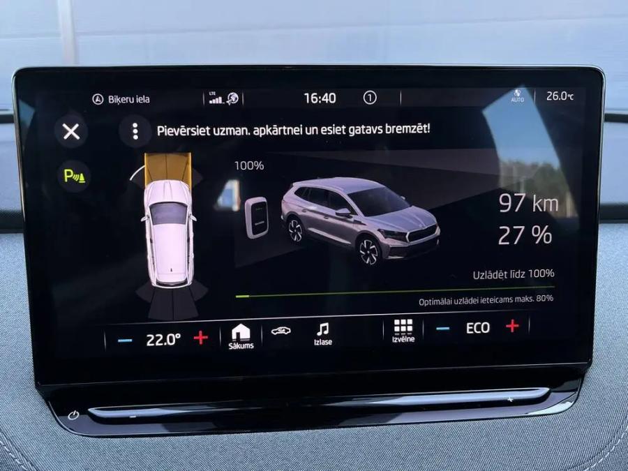 Melns Skoda Enyaq iV 2021 Rīga, ar dzinēja tilpumu 0.00 L un nobraukumu 272 tūkst. km par 20990 €, foto 13 vietnē AUTOMOTO.COM.LV
